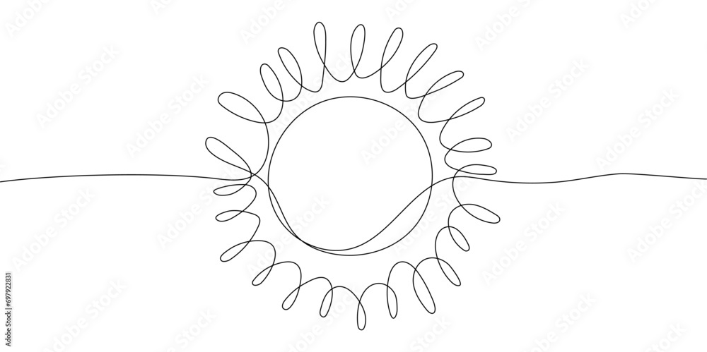 Continuous line sun art on a white background. Stock Vector | Adobe Stock