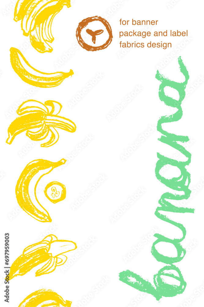 Cooking banana banner background with bananas seamless pattern border ...