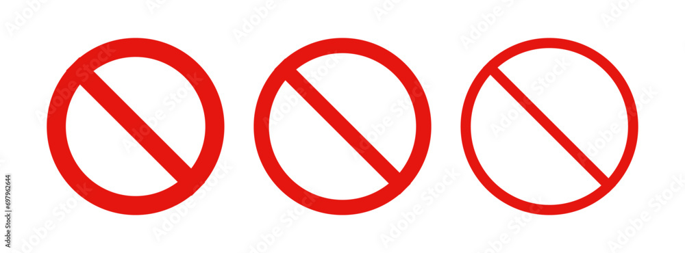 Stock-Vektorgrafik „Prohibited circle sign. Prohibition red icon. Ban ...