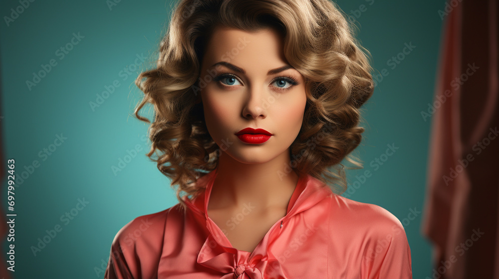 A fierce fashion model poses for a portrait photography shoot, her ...