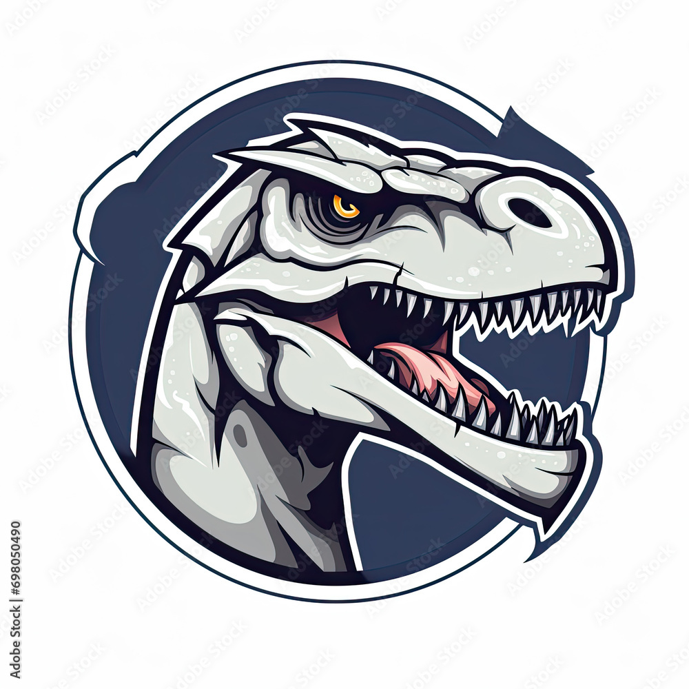 White Background Deinonychus Sticker Logo: Dinosaur-Inspired Design ...
