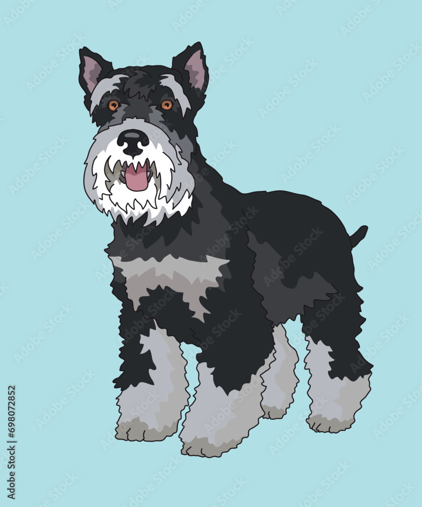 Miniature Schnauzer Dog Standing Side View Stock Vector | Adobe Stock