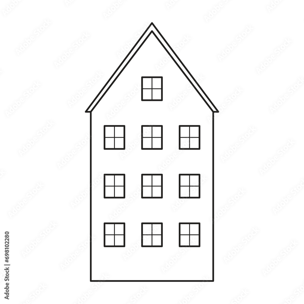 Simple outline house. Vector illustration isolated on white background ...