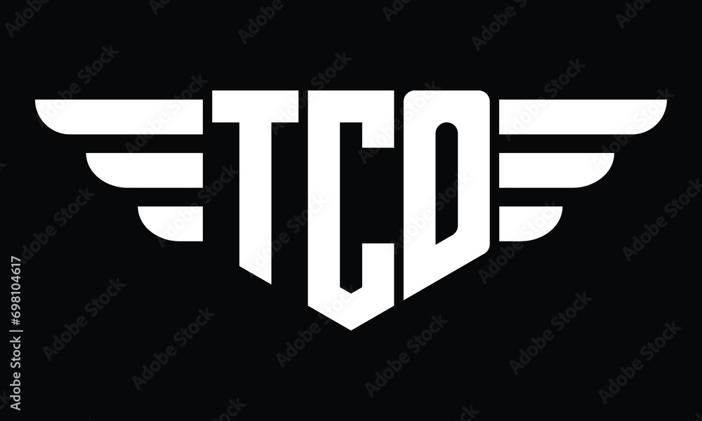 TCO three letter logo, creative wings shape logo design vector template ...
