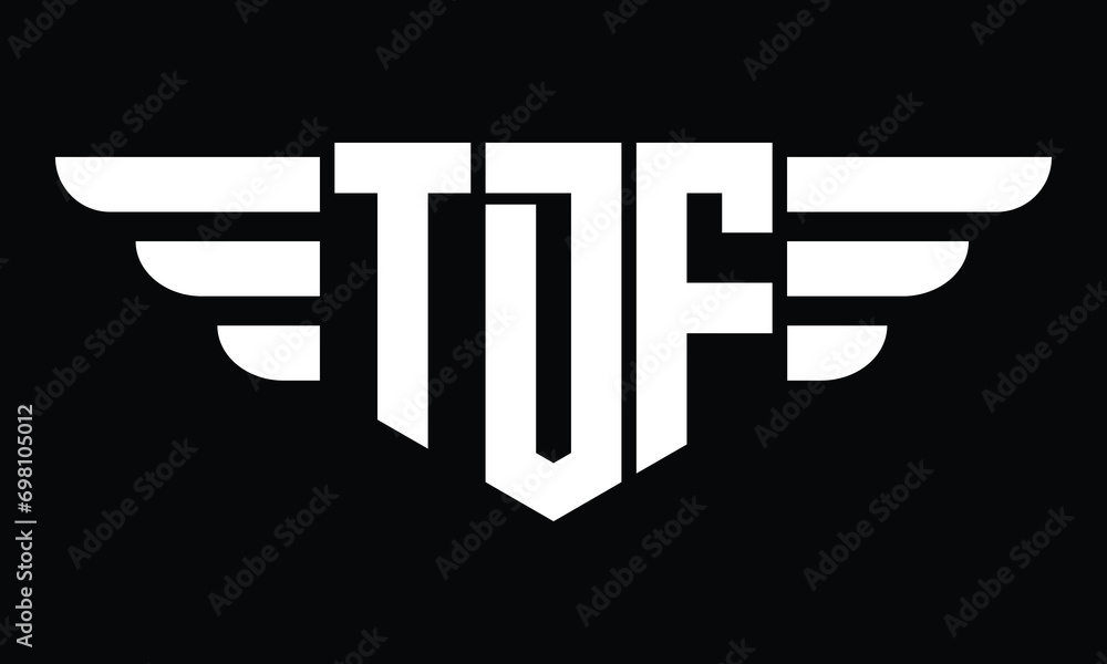 TDF three letter logo, creative wings shape logo design vector template ...