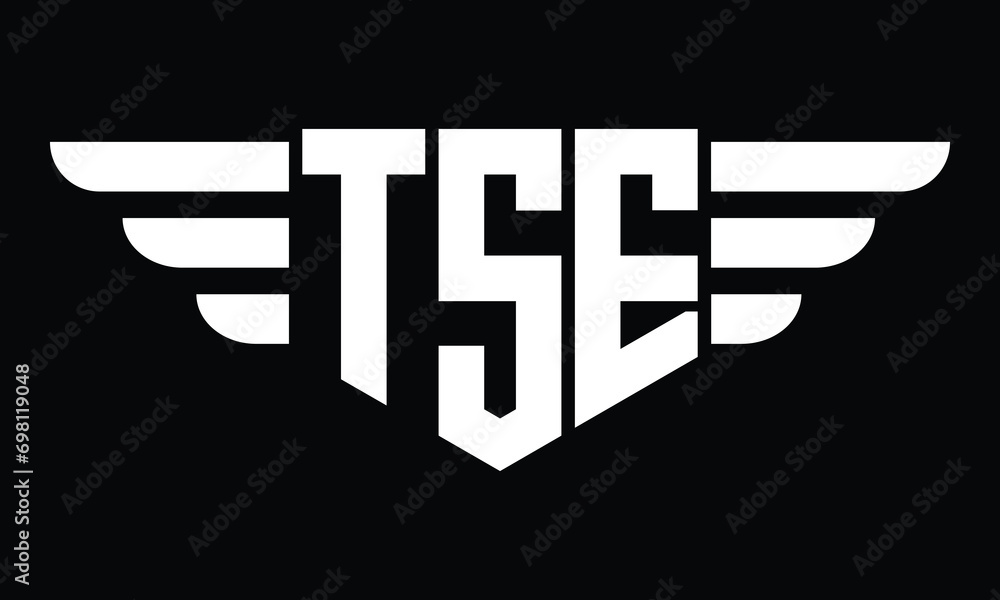 TSE three letter logo, creative wings shape logo design vector template ...