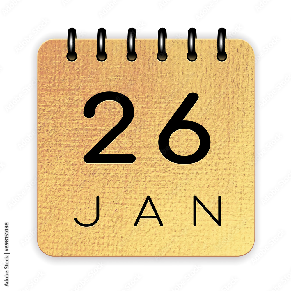 Stock-Illustration „26 day of the month. January. Luxury gold calendar ...