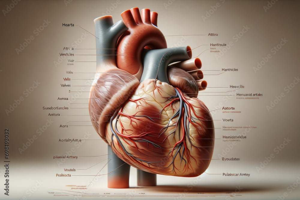 Labeled Human Heart Anatomy Stock Photo | Adobe Stock