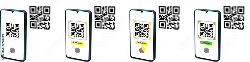 QR code scan to transfer payment. Smart phone digital online bank ...