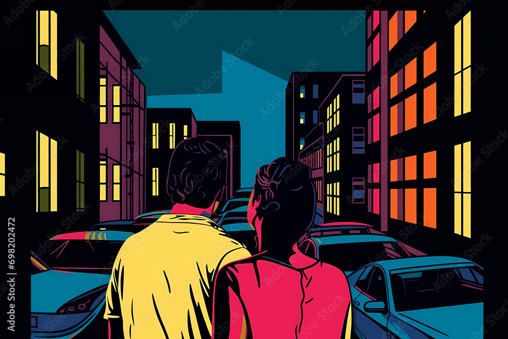 Dusk city life lo fi aesthetic wallpapers set. Urban storefront, bus ...