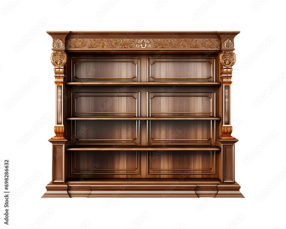 Empty Bookshelf (Front view) (PNG Cutout) isolated on transparent ...