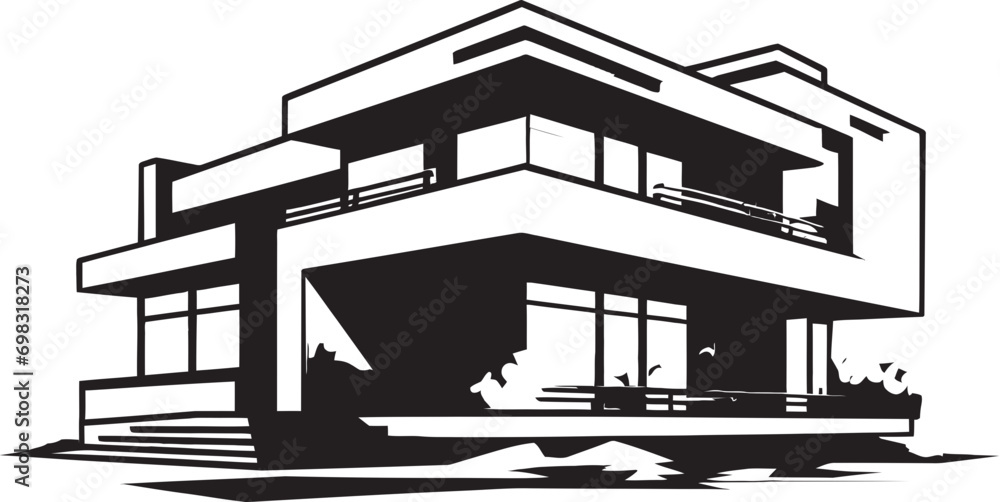 Urban Chic Dwell Stylish Modern House Design Vector Emblem Trendy ...