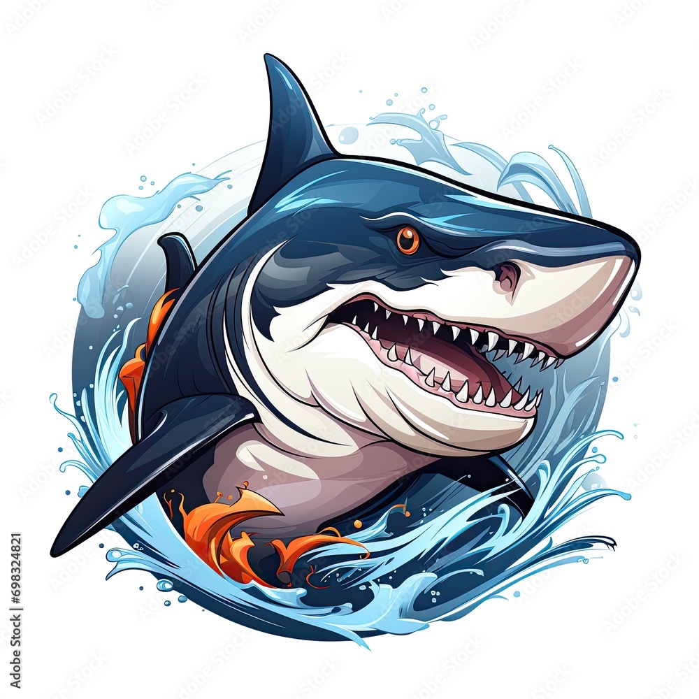 Shark logo. Great white shark print. Beware of sharks banner. Shark ...