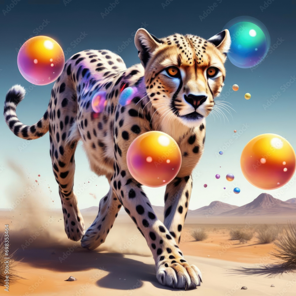 Psychedelic Cheetah - Abstract illustration of a sleek cheetah ...