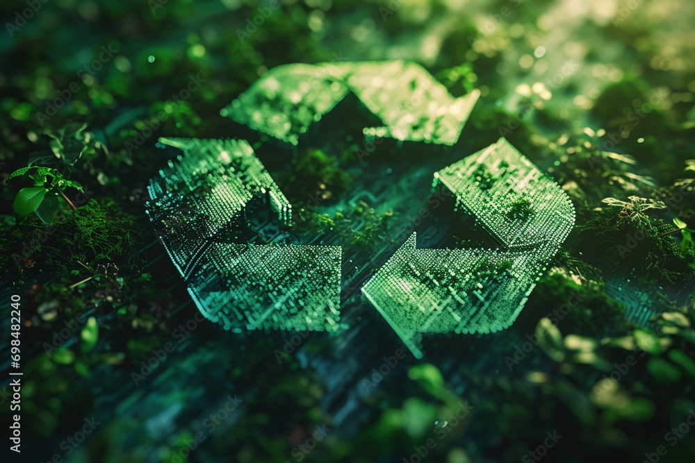 digital-inspired photo featuring the recycle symbol designed with ...