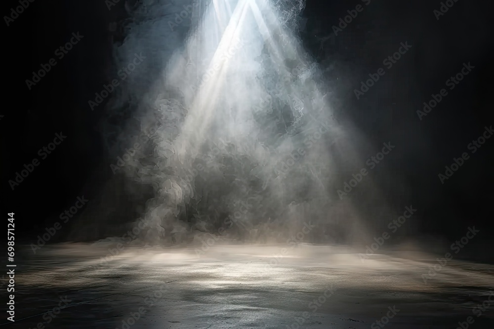 Mysterious and atmospheric scene with dark empty space. Floor is ...