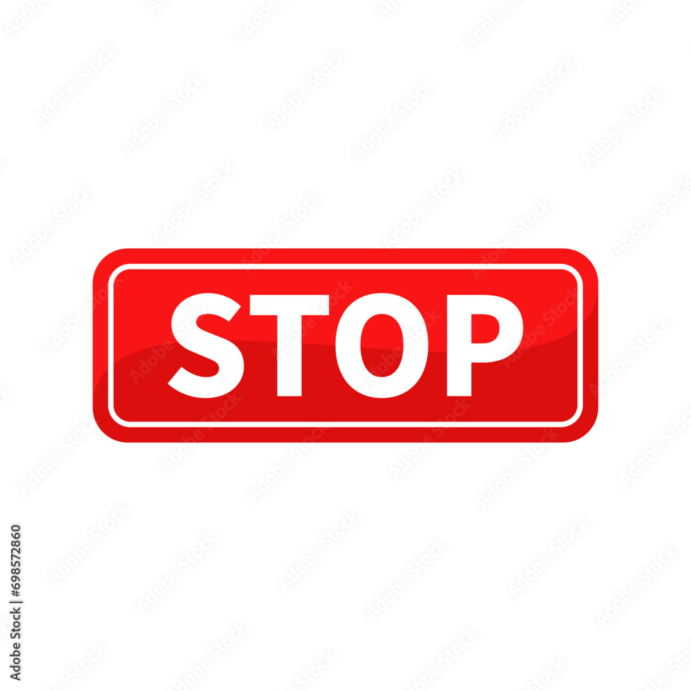 Stop Button In Red Rectangle Shape With White Line For Action Website ...