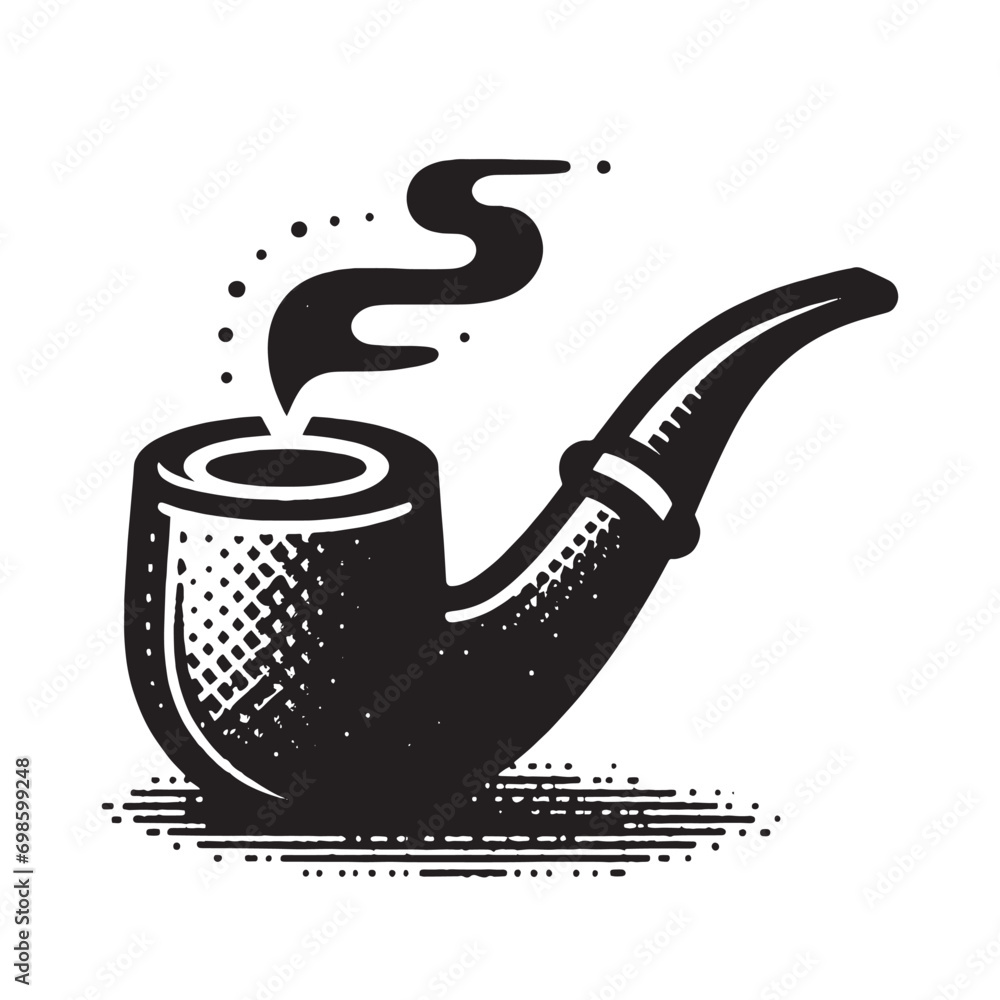 Smoking pipe. Vintage black engraving illustration. Monochrome vector ...