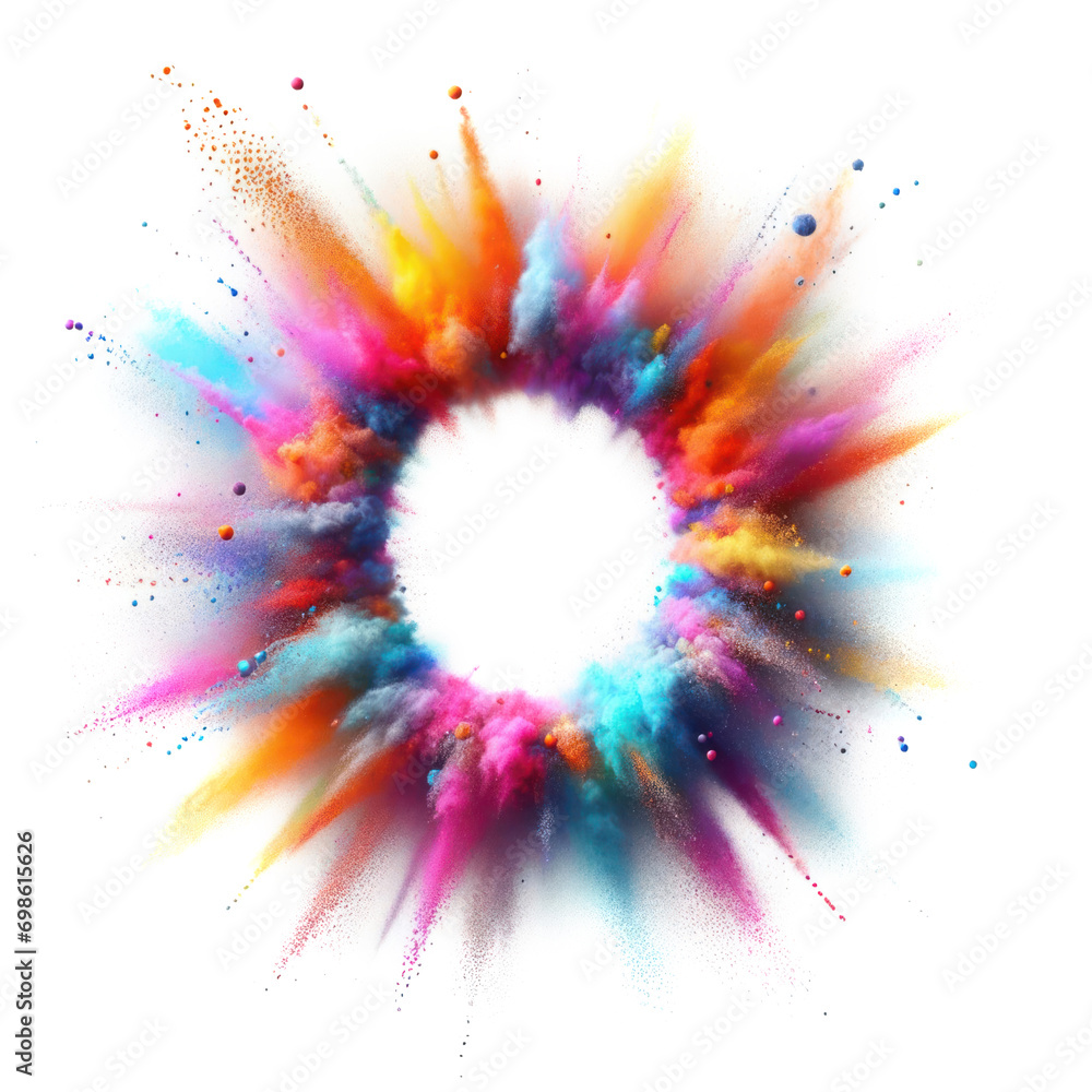 Letter O - Colored powder explosion font isolated on white background ...