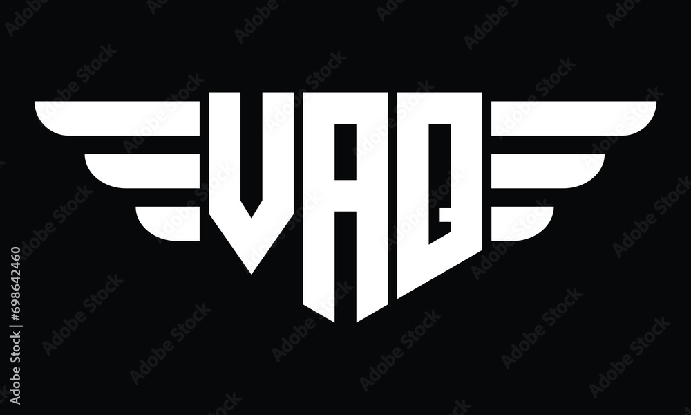 VAQ three letter logo, creative wings shape logo design vector template ...