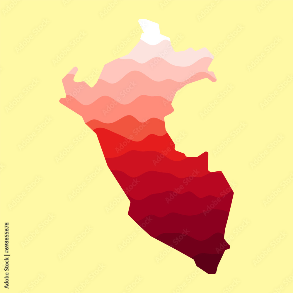 Map of Peru with red gradient colors. Vector illustration of map of the ...