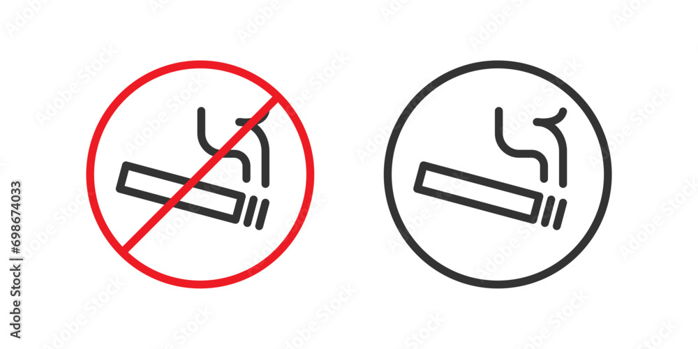 No smoking area and smoking area sign printable red and green stop symbol icon set ban ...