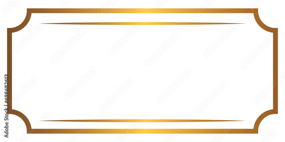 Rectangle gold border. Horizontal golden frame vector illustration on ...
