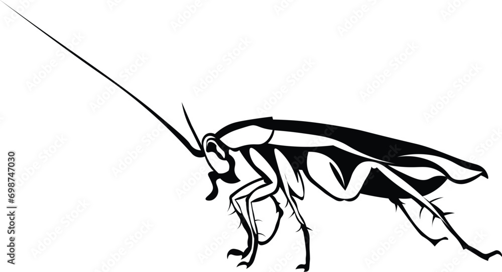 Cartoon Black and White Isolated Illustration Vector Of A Cockroach ...