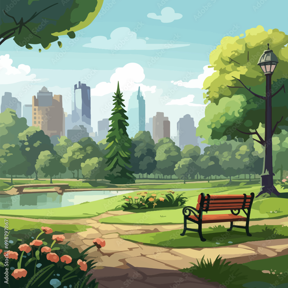 City park background illustration Stock Vector | Adobe Stock