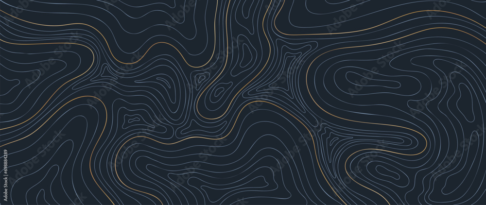 Topographic map pattern background vector. Luxury abstract mountain ...