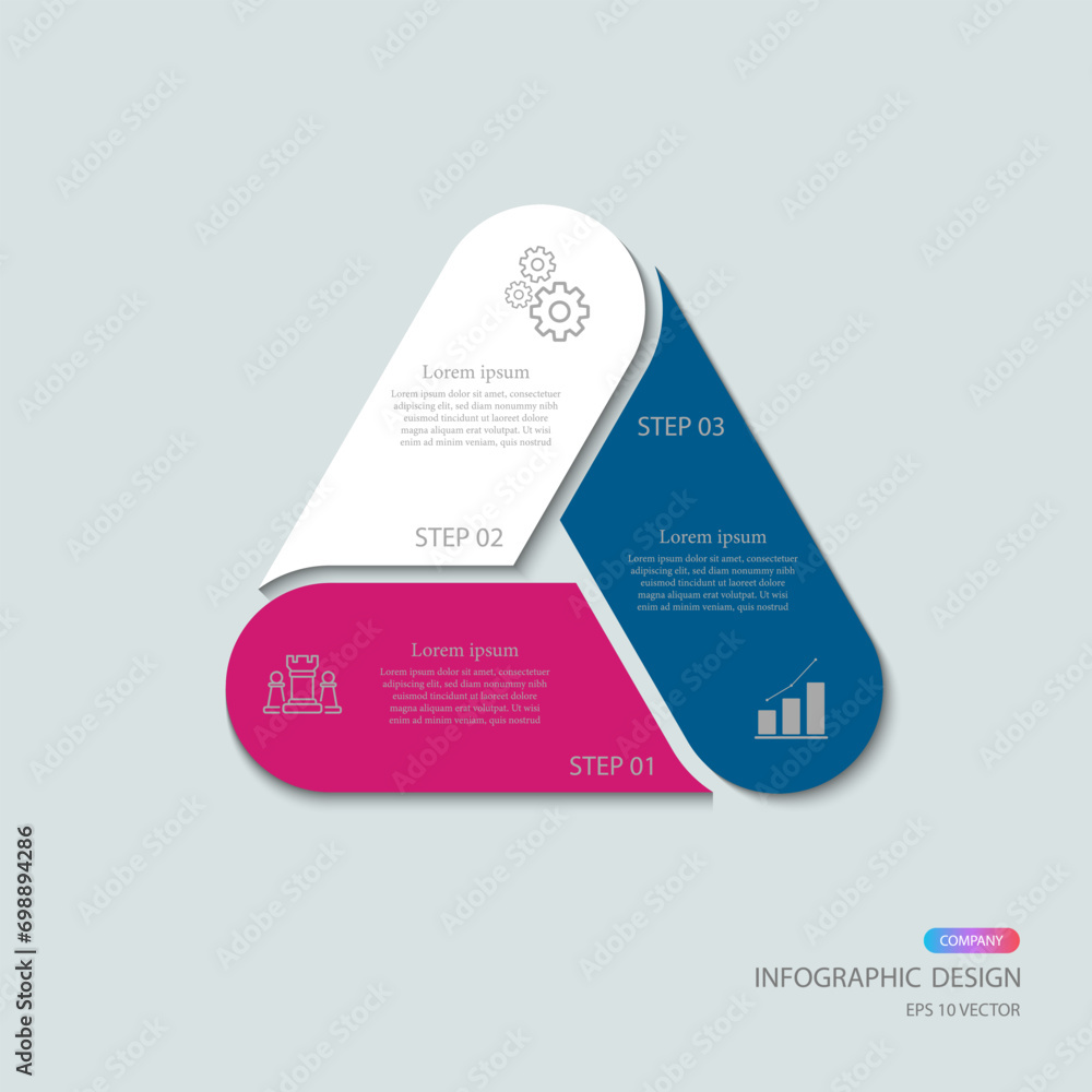 Infographic design 3 steps for diagrams, presentations, workflow ...