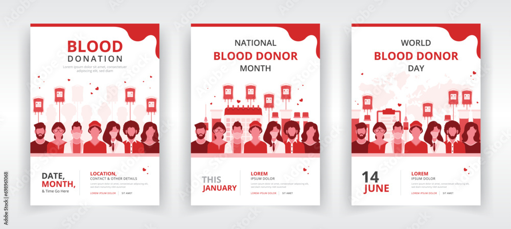 Poster, flyer, or report cover templates for national blood donor month ...