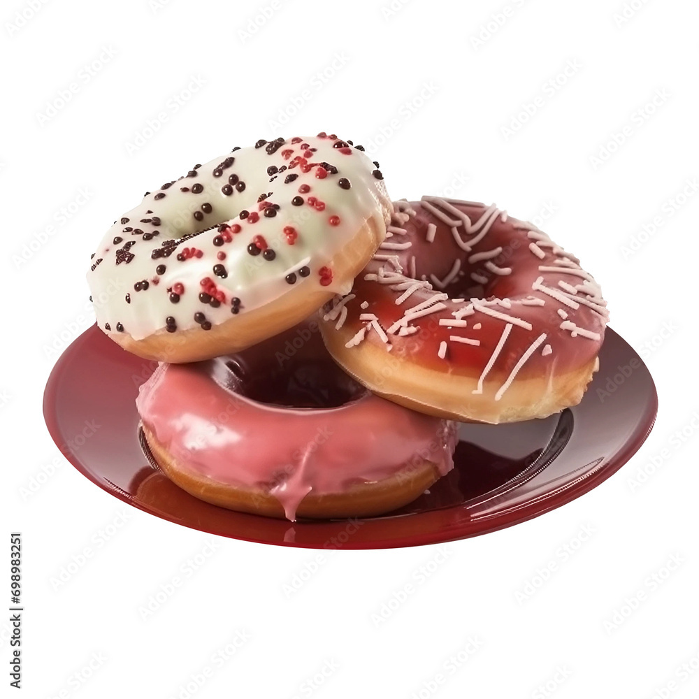 Isometric view of donuts on plate, isolated for object and retouch ...