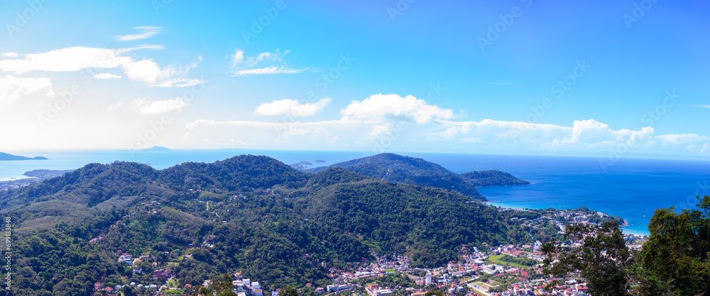 Panoramic photos from a high angle of Phuket where you can see the city ...