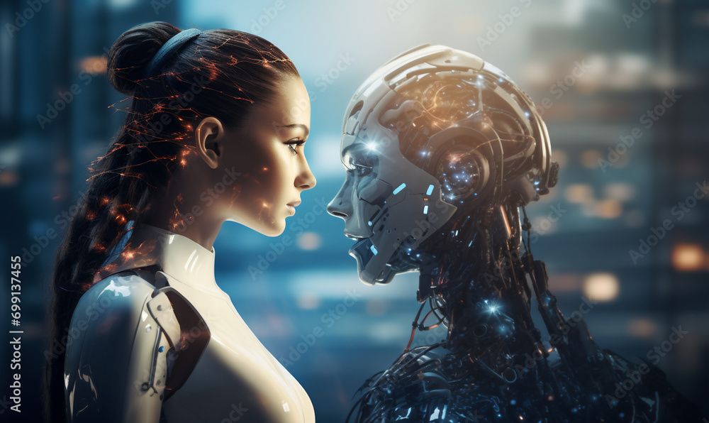 Robot With Artificial Intelligence And Hybrid Android Developed Humanoid Invention Android