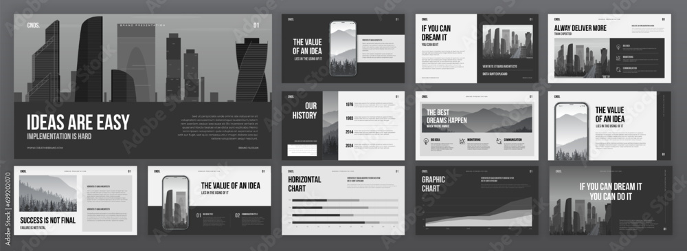 Creative Powerpoint presentation template. Modern keynote presentation background, brochure ...