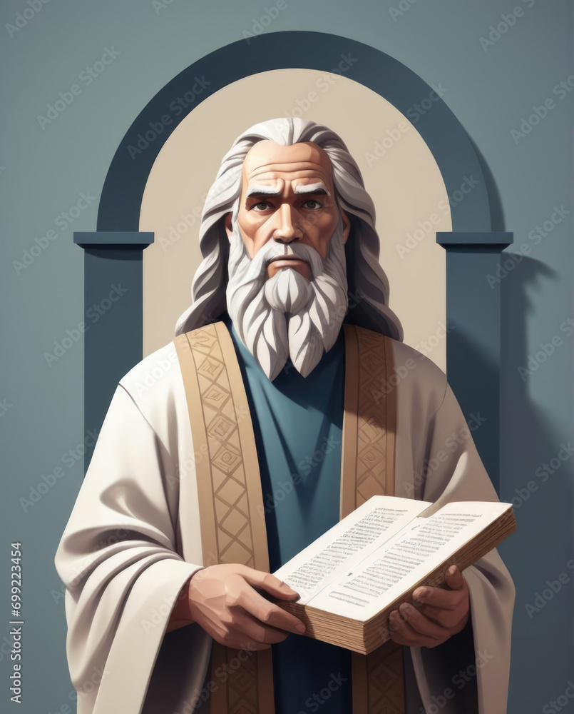 Flat Illustration of Moses with the Ten Commandments - A realistic ...