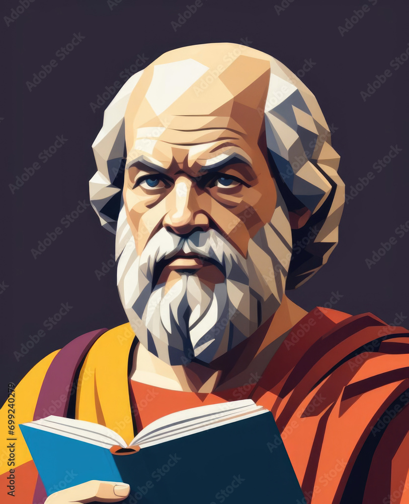 Socrates in Pop Art - Mid-shot portrait of an ancient historical figure ...