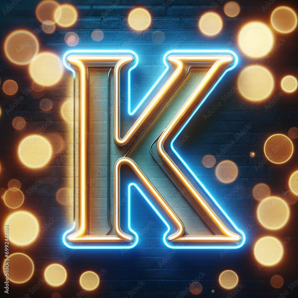 Kaleidoscopic Neon Letter K, neon, letter K, colorful, glowing, light ...