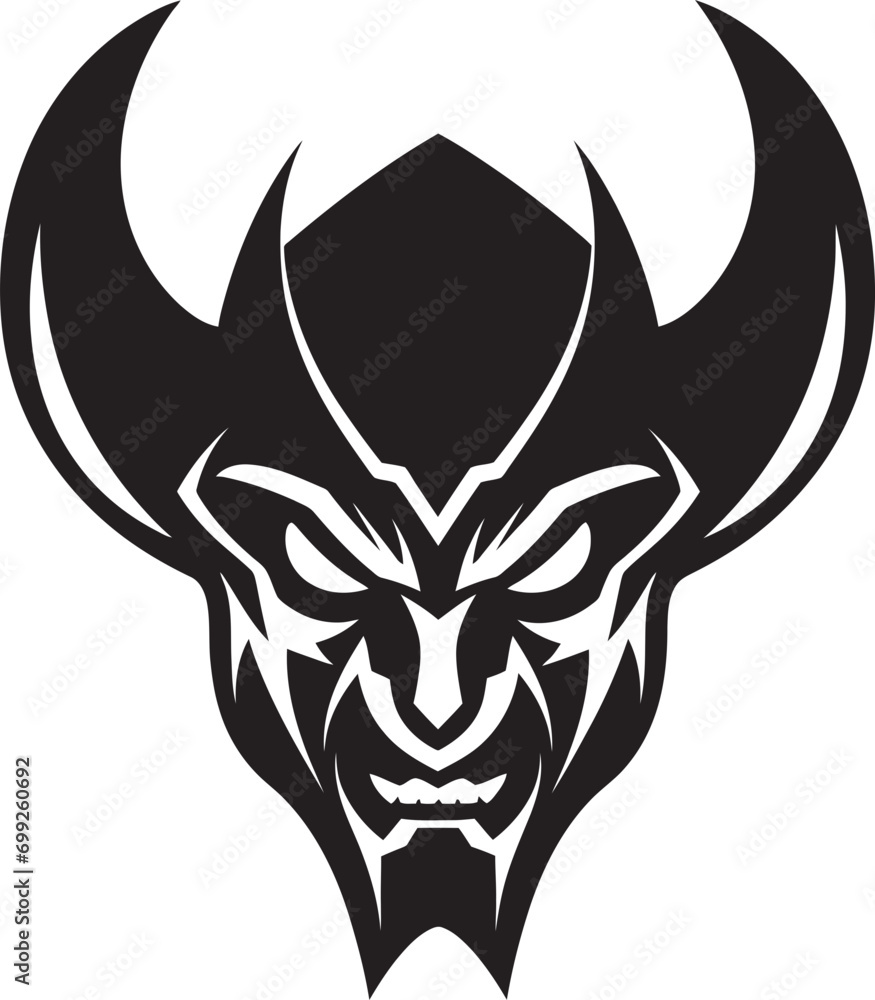 Furious Inferno Vector Black Logo of Devil s Face Diabolic Fury ...