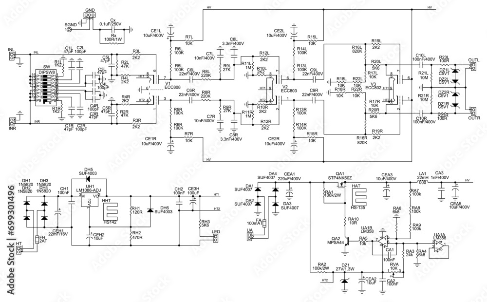 Schematic diagram of electronic device. Vector drawing electrical ...