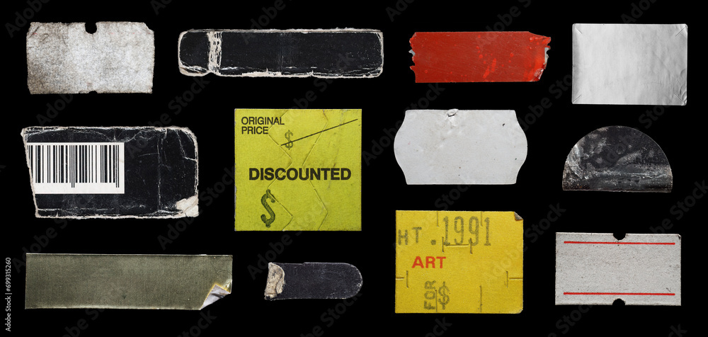 collection of blank old sticker, label, price tag template for mockup ...