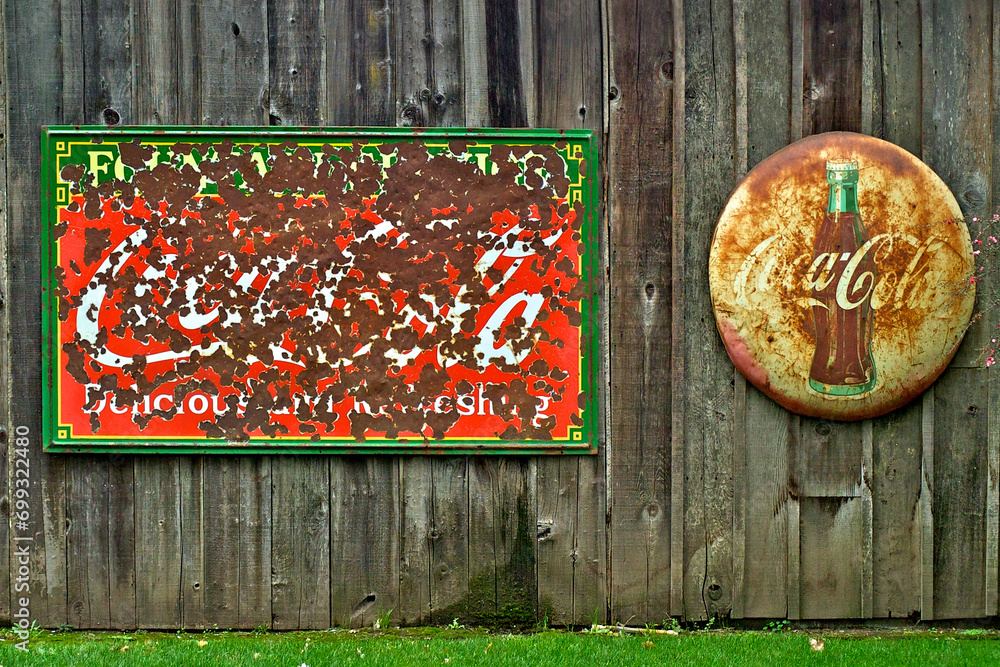 Stock-Foto „Rusted Rectangular “Fountain Lunch” header Coca Cola sign ...