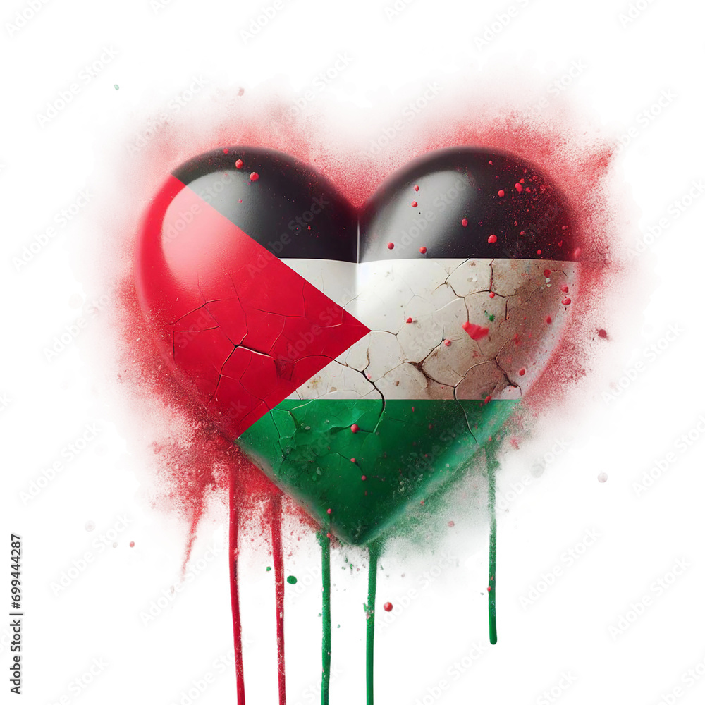 Heart Made of Palestine Flag: Concept of Free Palestine - Isolated on ...