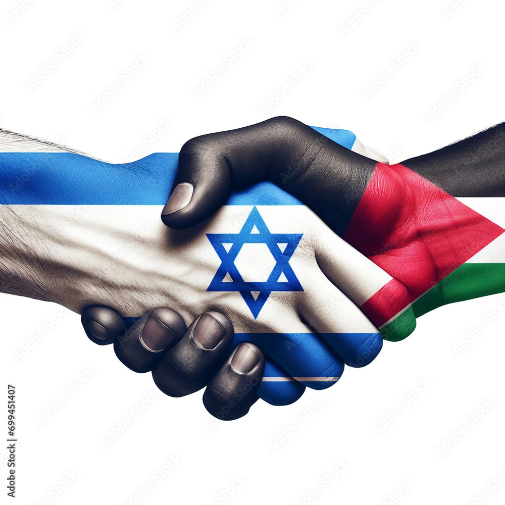 Israel and Palestine Flag Handshake: Concept of Peace, No War ...