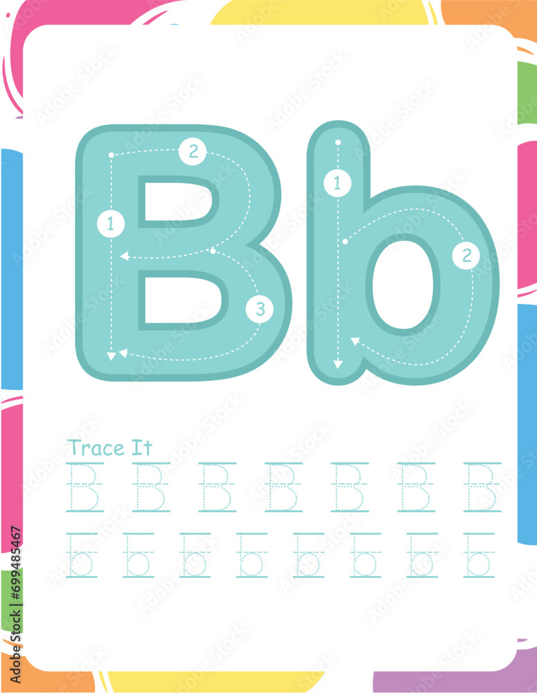 Letter B uppercase and lowercase tracing practice Worksheet for ...