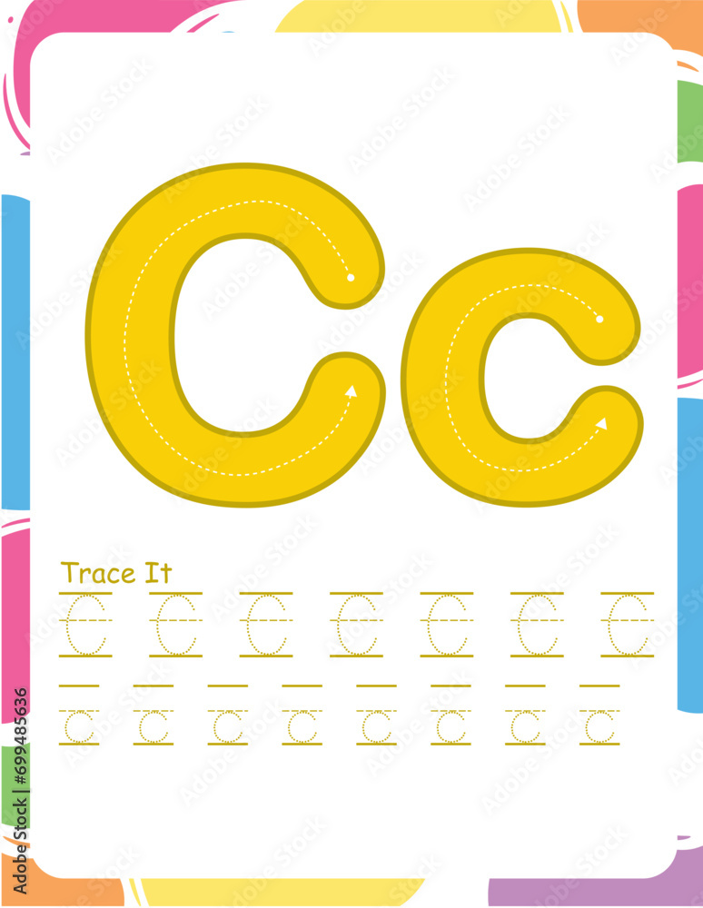 Letter C uppercase and lowercase tracing practice Worksheet for ...