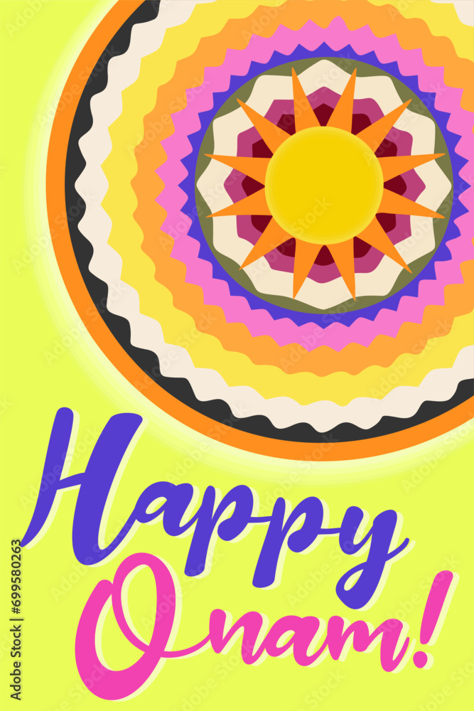 Happy Onam! South Indian Kerala festival of harvest. Onam Pookalam ...