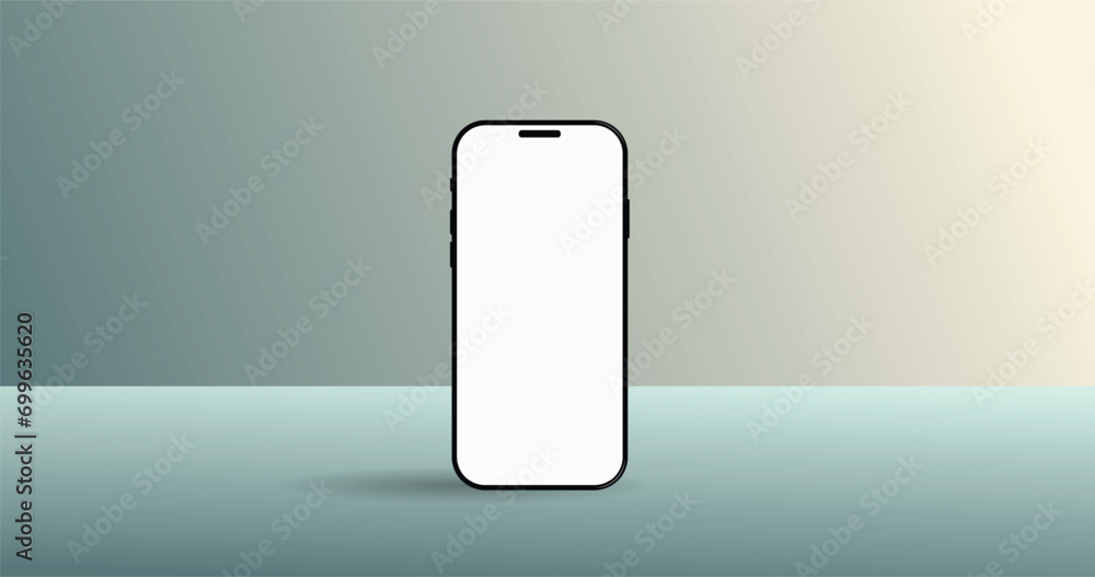 Smartphone Slim Bezels With Buttons Branding Mockup Detailed Isolated ...