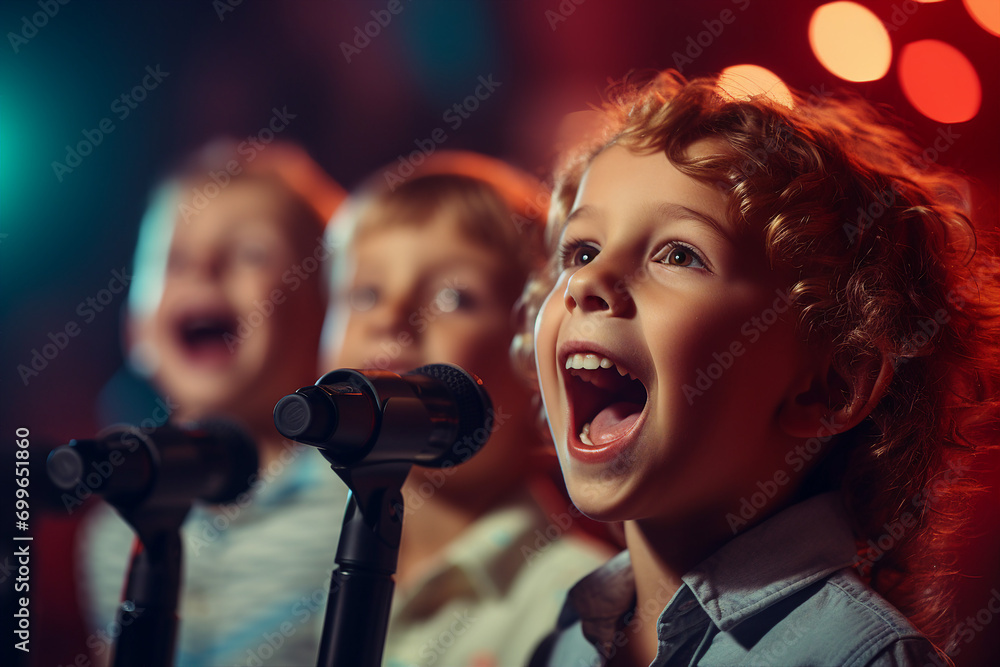 Generative AI technology picture kids on stage concept ready for ...